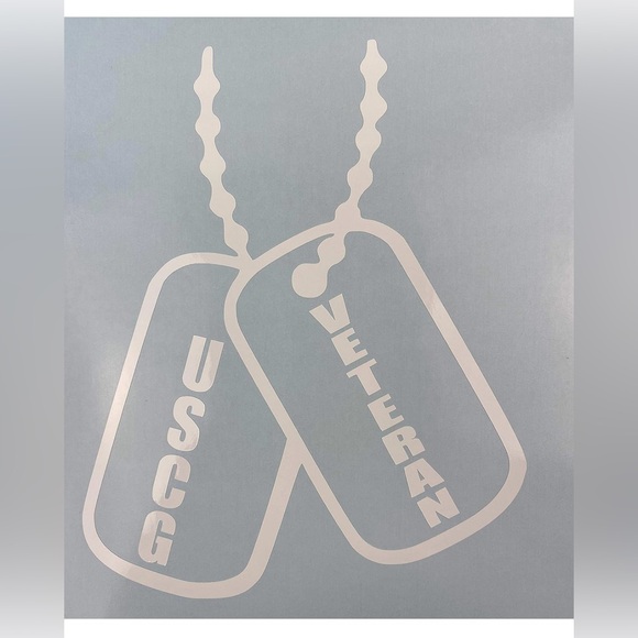 Hand Crafted | Wall Decor | Uscg Veteran Dog Tags White Vinyl Car ...